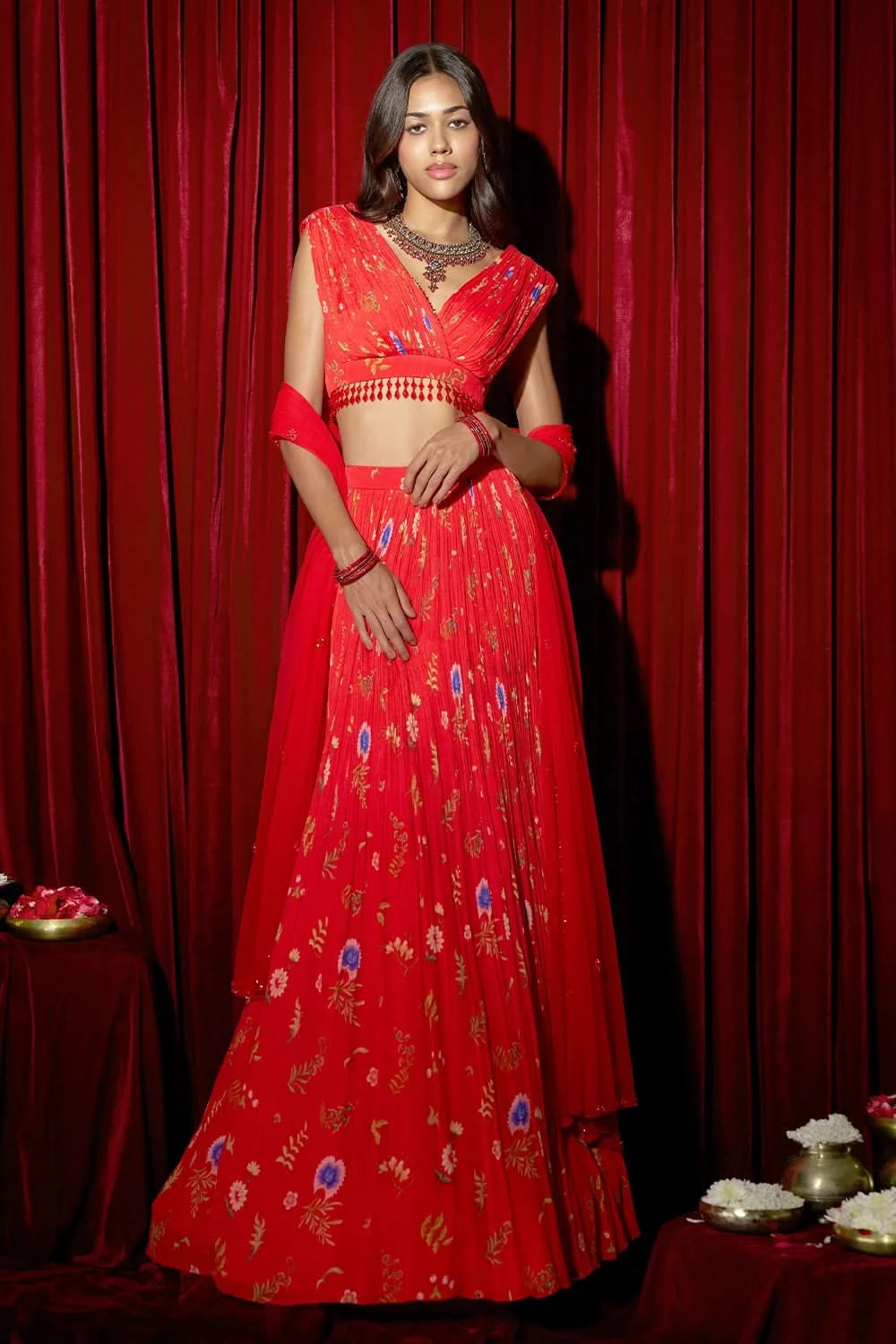 Miraaya Ruby Red Lehenga Set