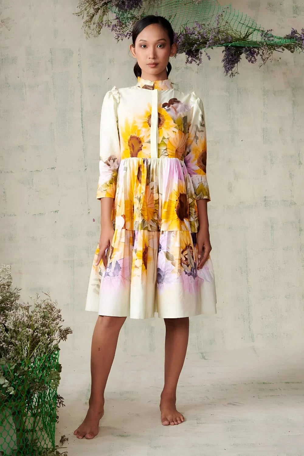 Sunflower Placement Collar Dress