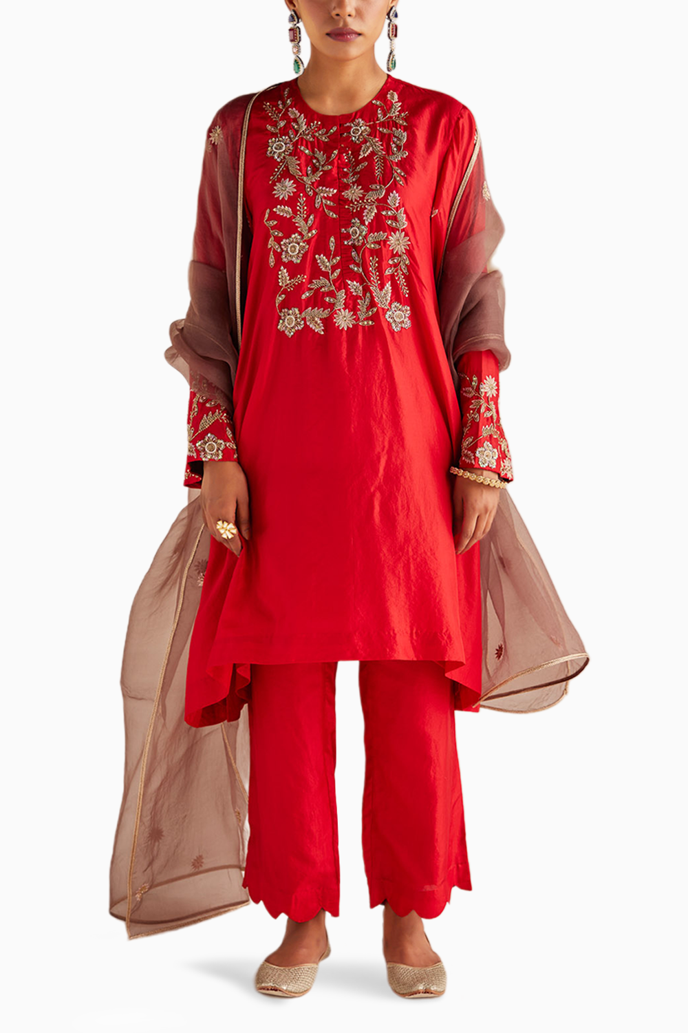 Red Silk Suit Set