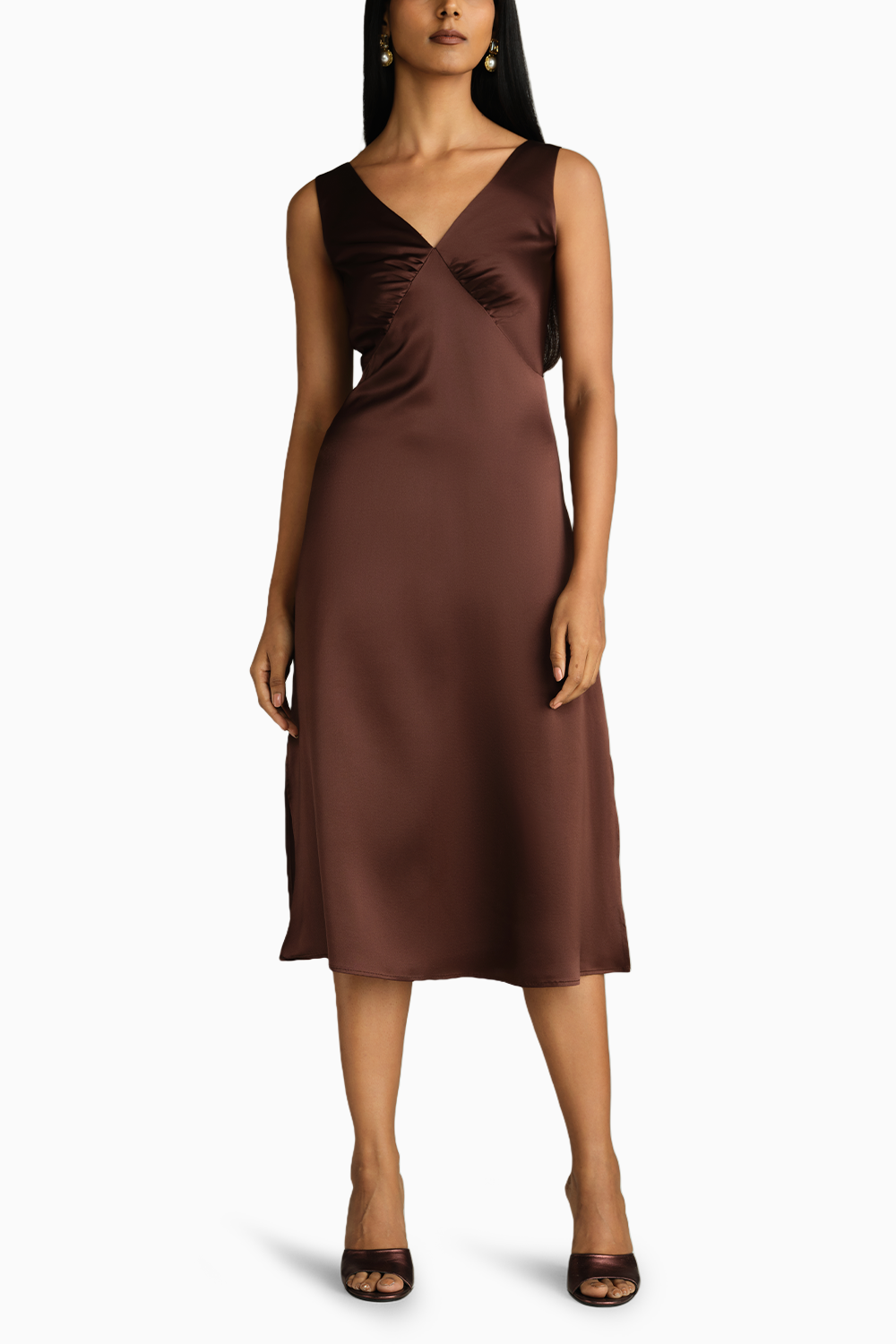 Espresso Silk Slip Dress