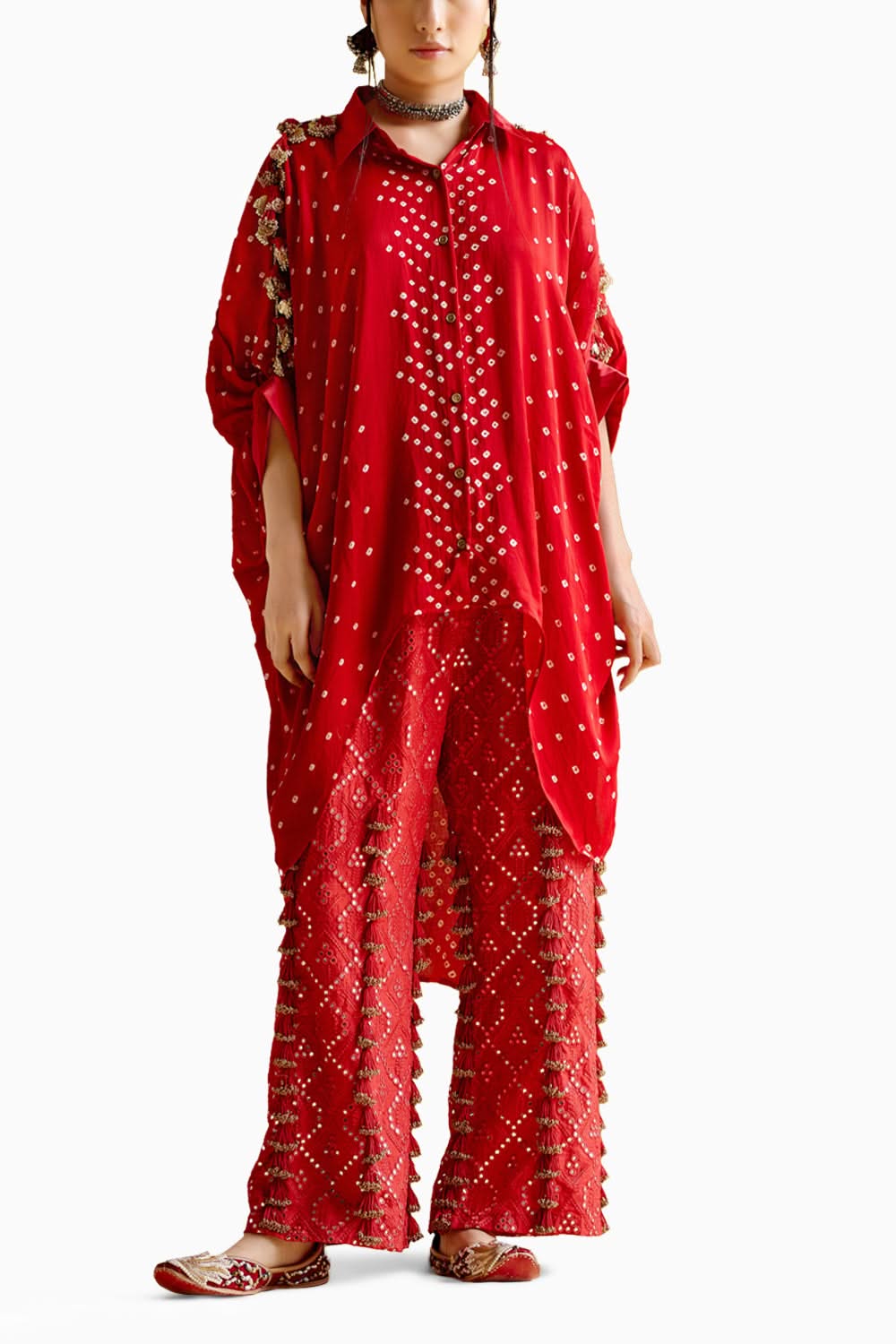 Buy Leander Red Co-ord Sets by 5 Elements by Radhika Gupta | The Sverve