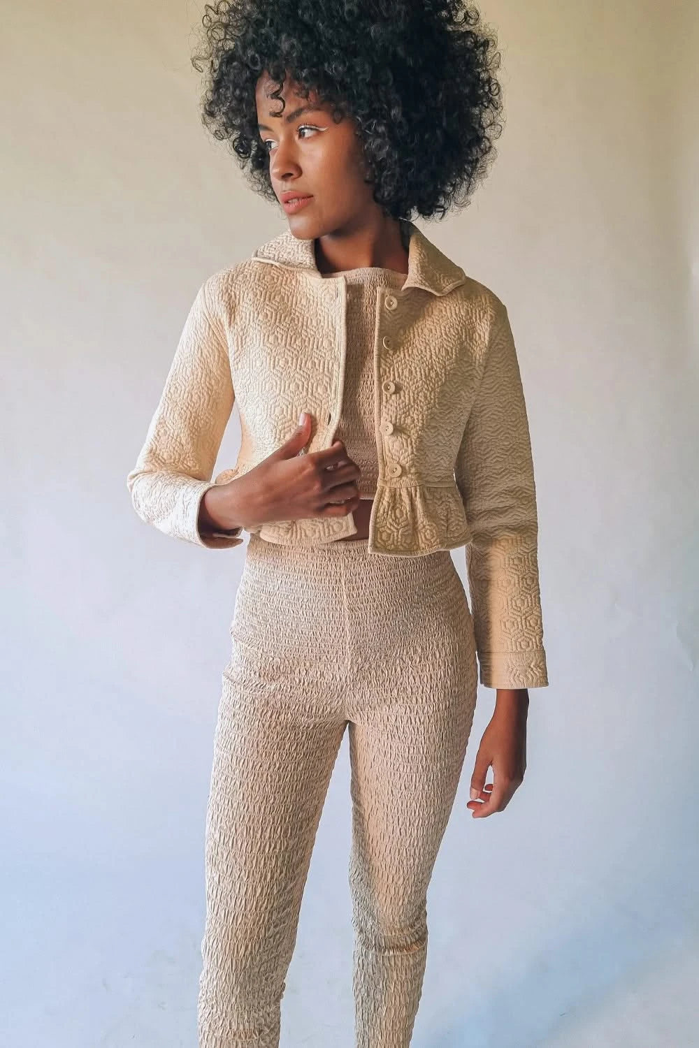 Aged Ivory Hexagon Jacket Set