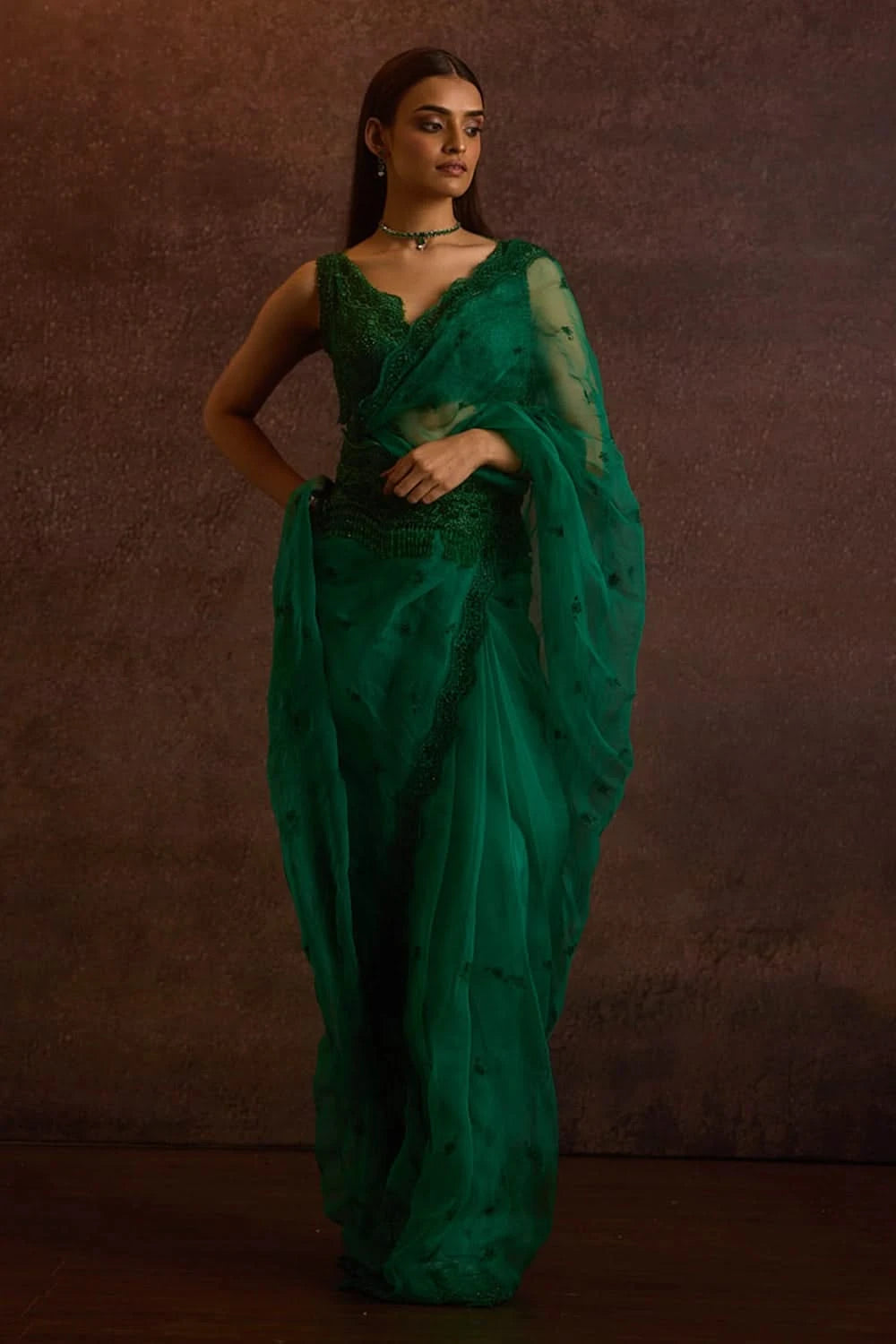 Buy Arham Pre Draped Saree, Belt And Blouse by The House Of Exotique ...