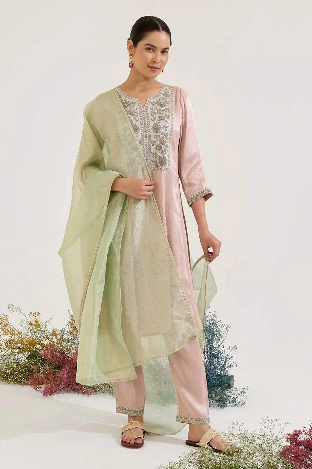Rosy Dori Tissue Anarkali Set