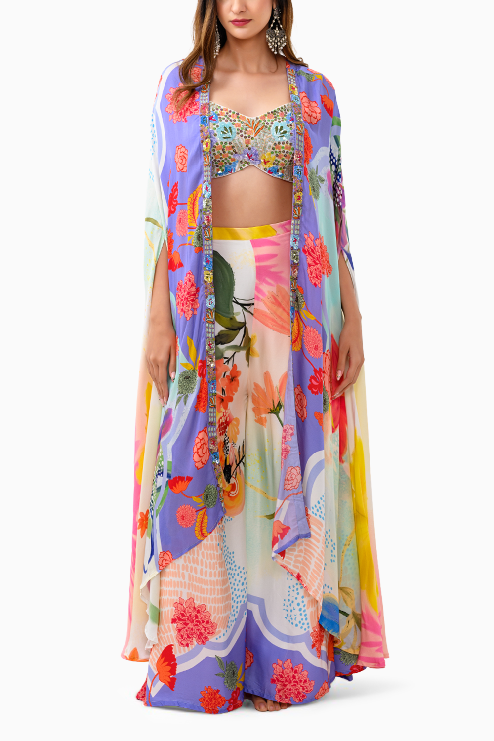 Vanilla Bloom Pant and Bralette with Cape