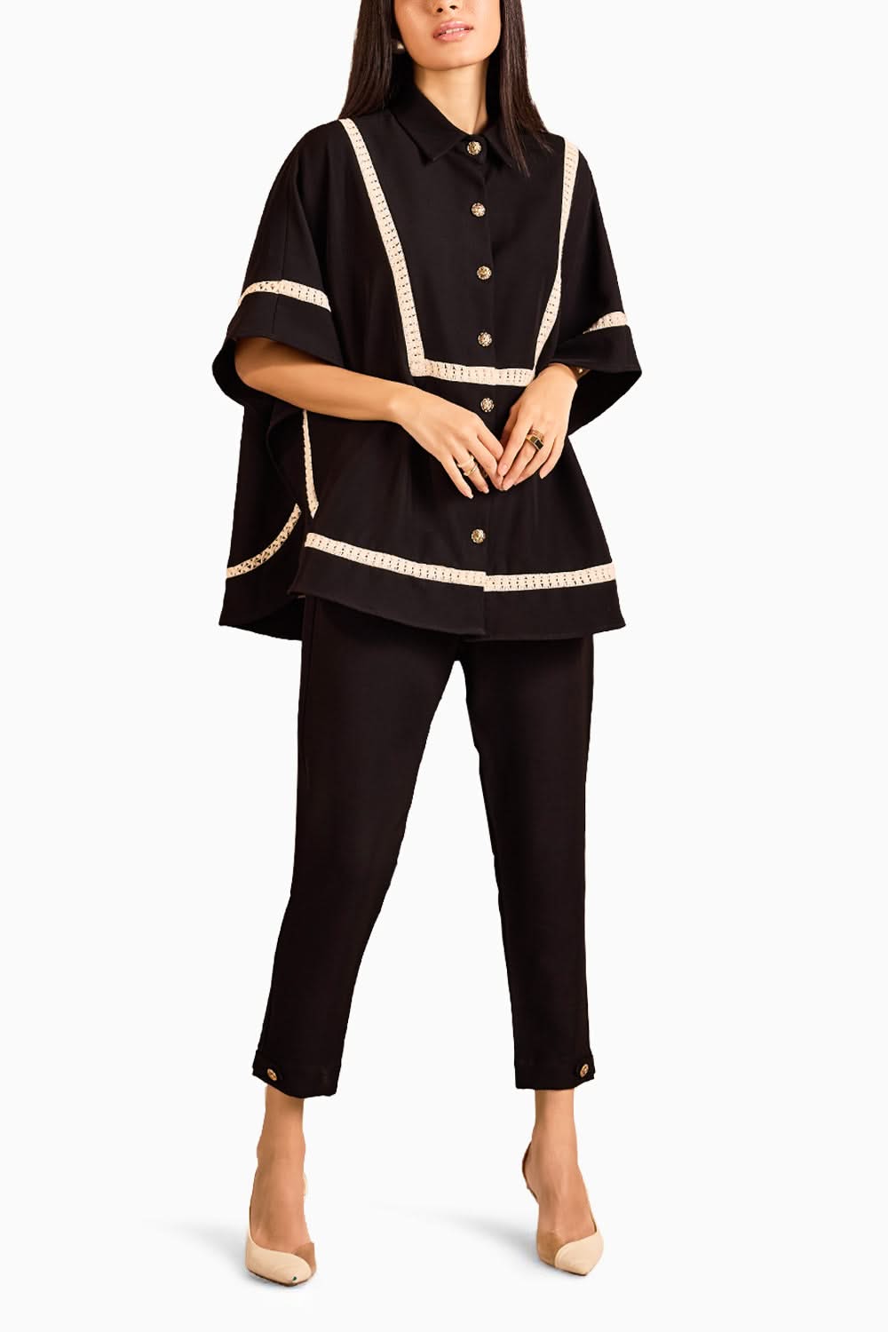 Buy The Black Cape Co-Ord Set by Shivya K Online | The Sverve