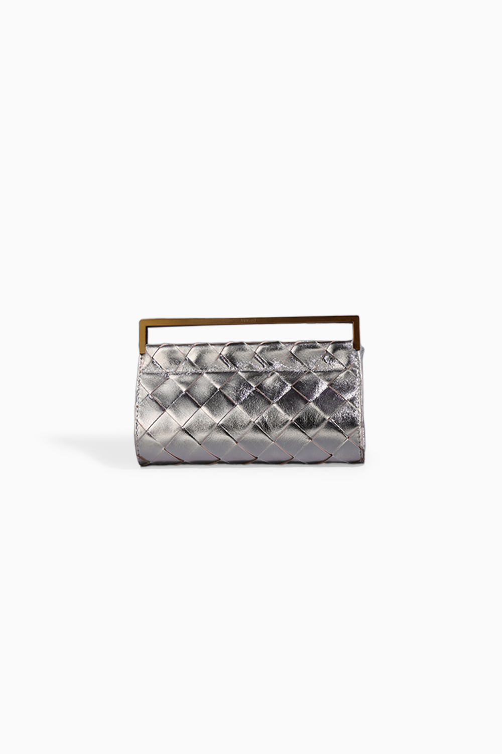 Silver Woven Foldover Clutch