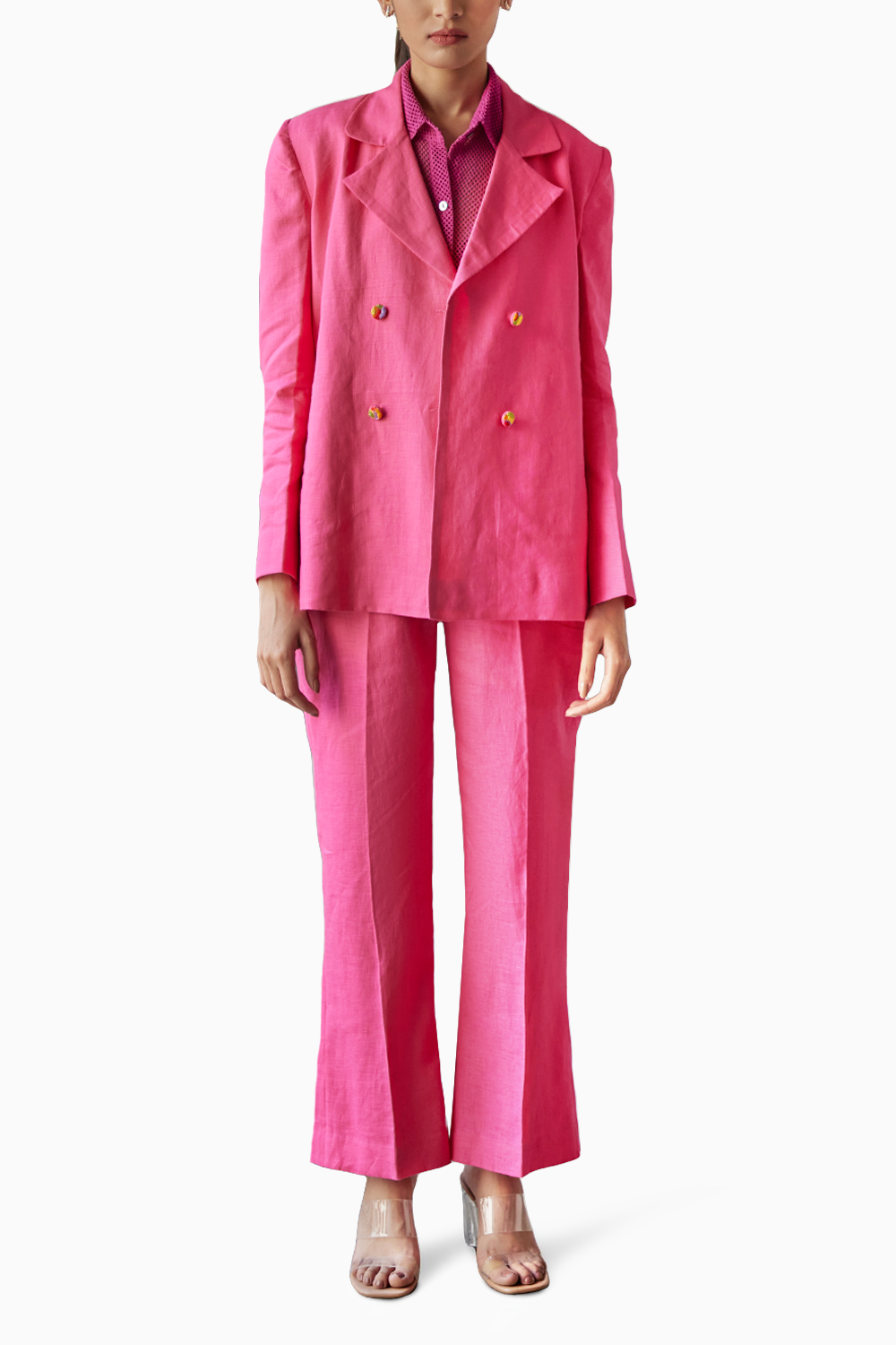 Pink Coronation Linen Jacket Set