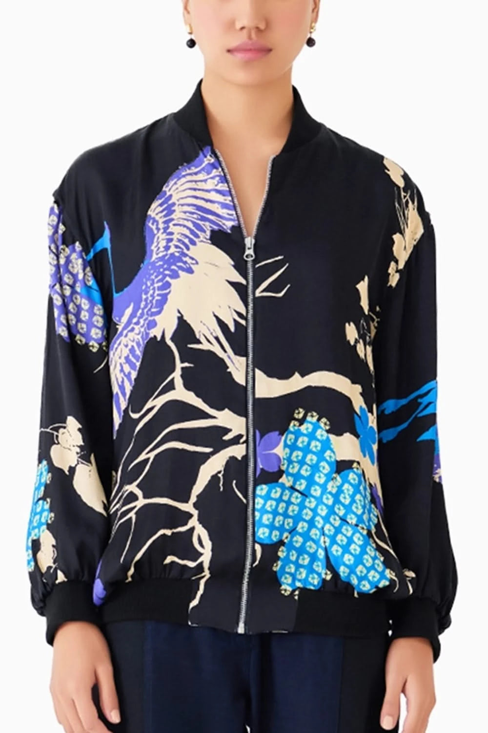 Buy Black Crane Bomber by Studio Rigu Online | The Sverve