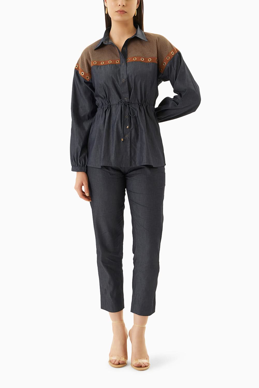 Mesh Denim Co-ord Set